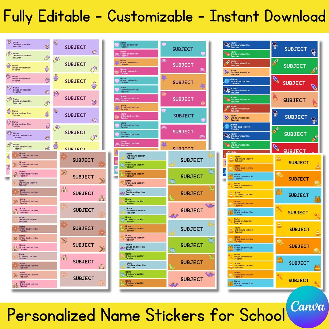 Name Stickers for School Kids Daycare Notebook Labels Personalized ...