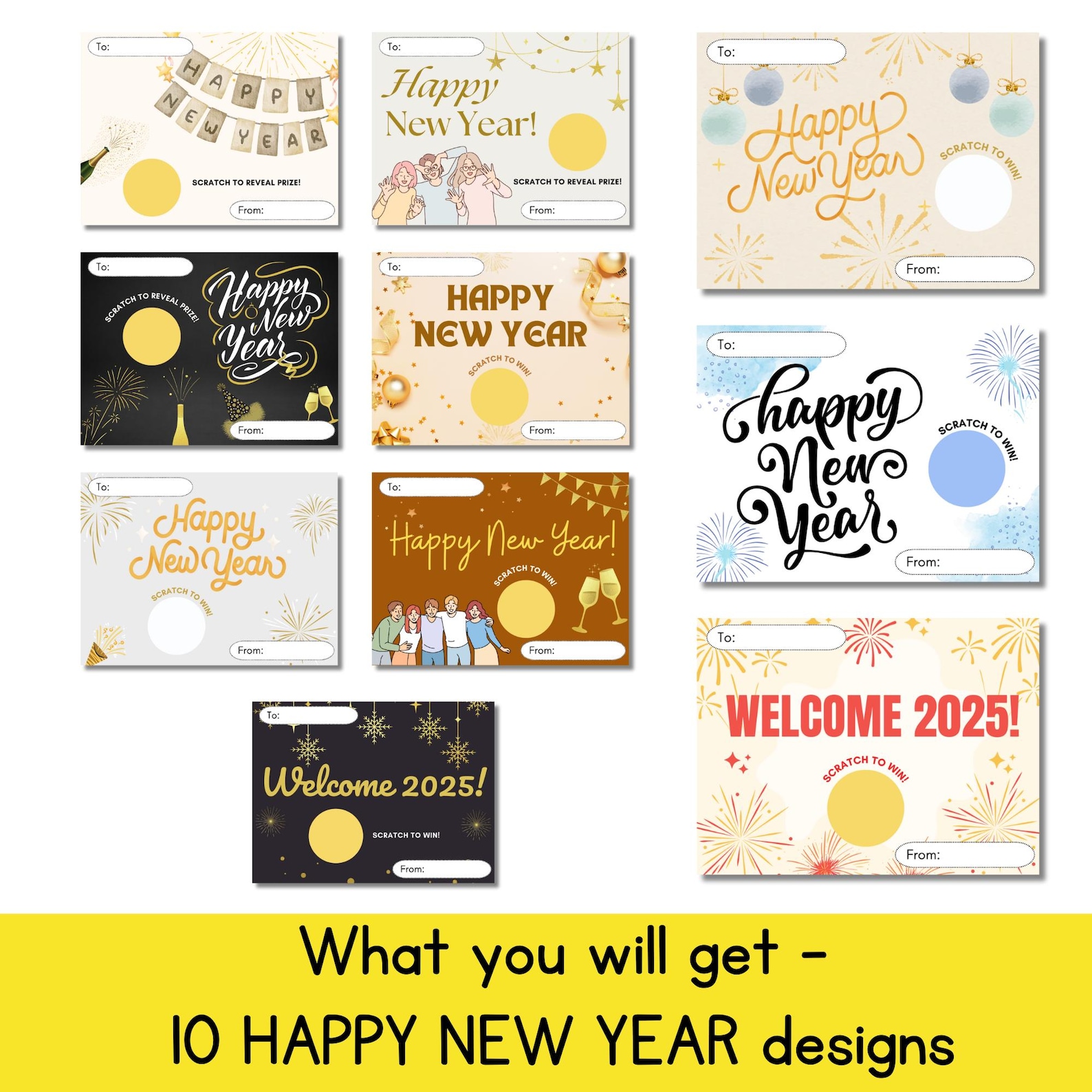 Christmas Scratch off Cards for Party Holidays New Year Fun Game for ...