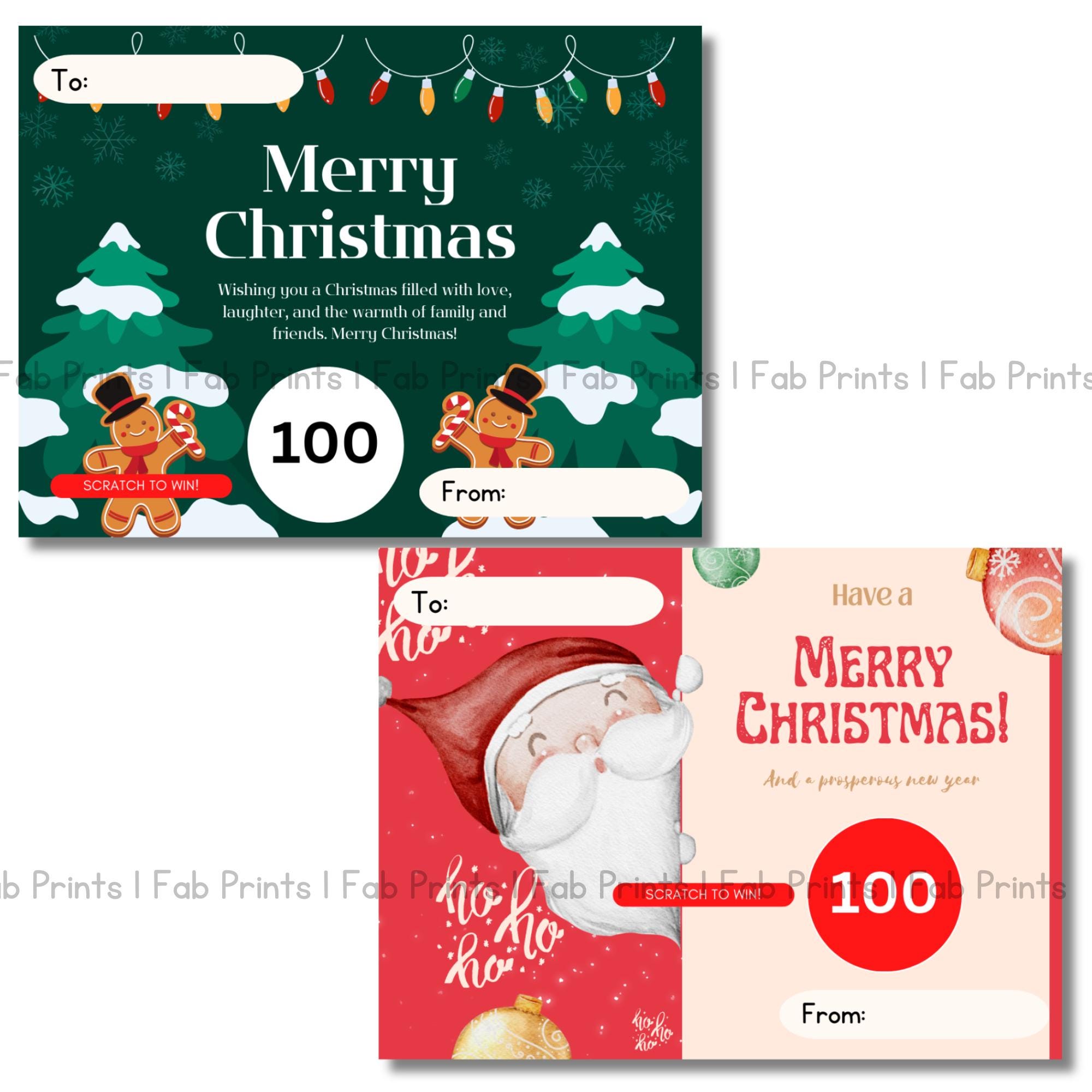 Christmas Scratch off Cards for Party Holidays New Year Fun Game for ...