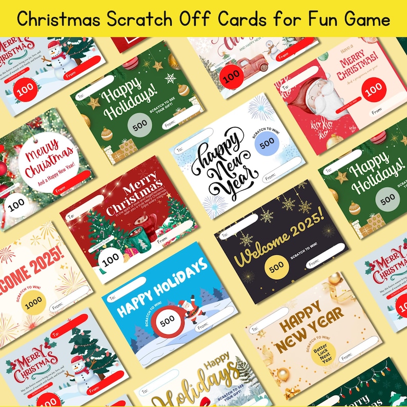 Christmas Scratch off Cards for Party Holidays New Year Fun Game for ...
