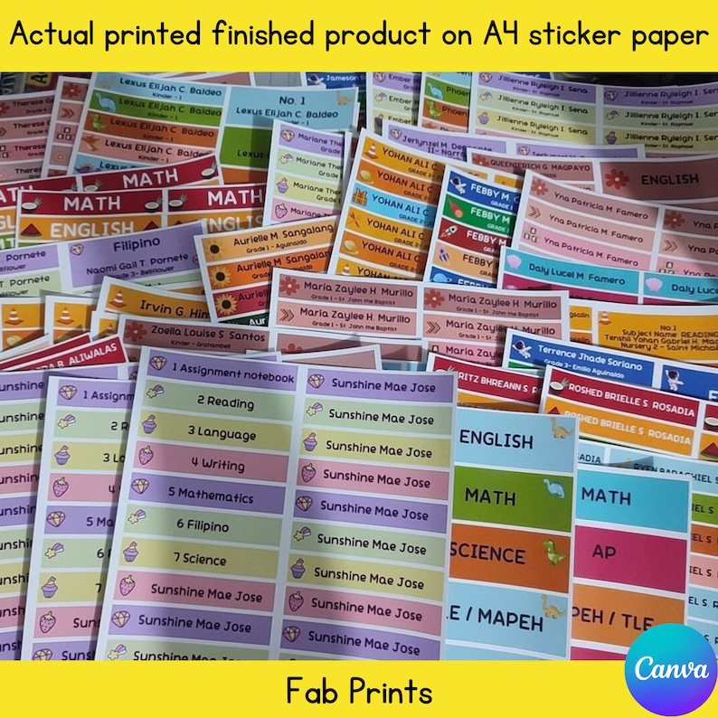 Name Stickers for School Kids Daycare Notebook Labels Personalized ...