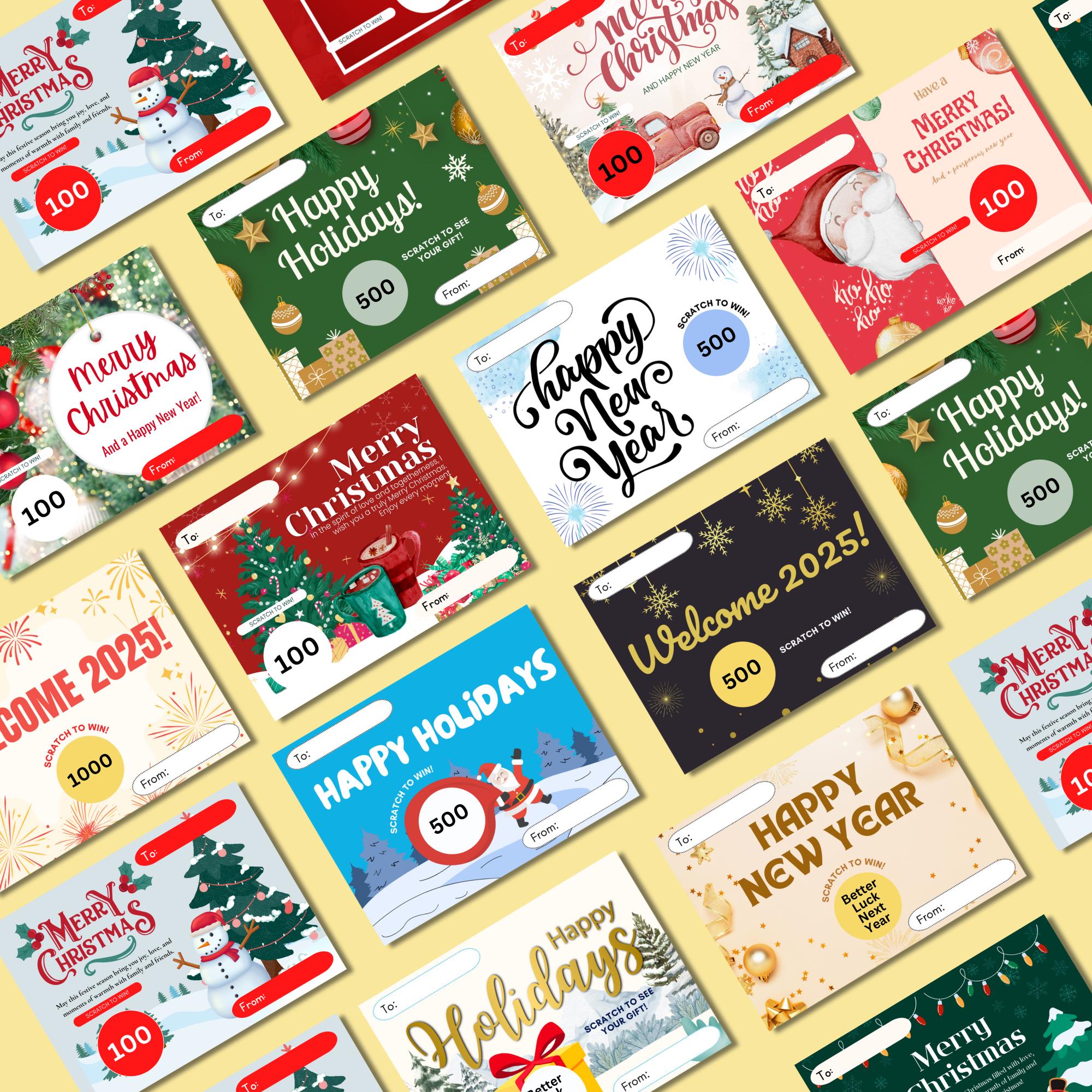 Christmas Scratch off Cards for Party Holidays New Year Fun Game for ...