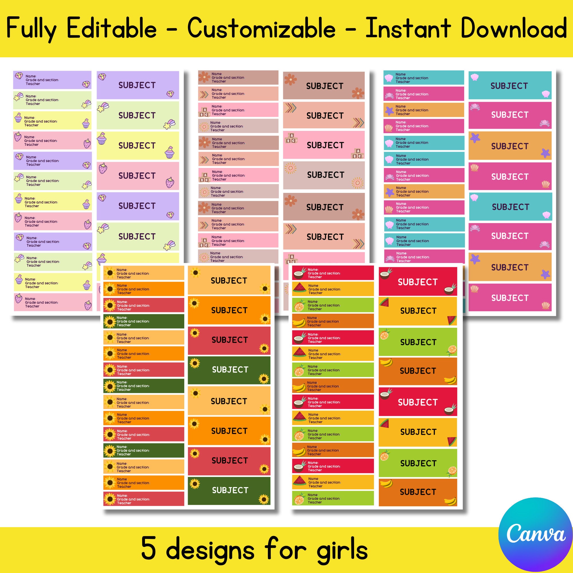 Name Stickers for School Kids Daycare Notebook Labels Personalized ...