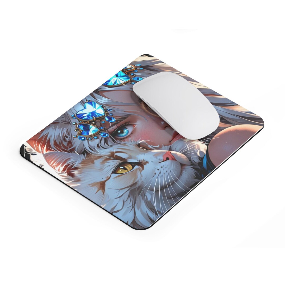 Anime Girl Cat Mouse Pad, Gaming Desk Mat, Cute Kawaii Mousepad, Office ...