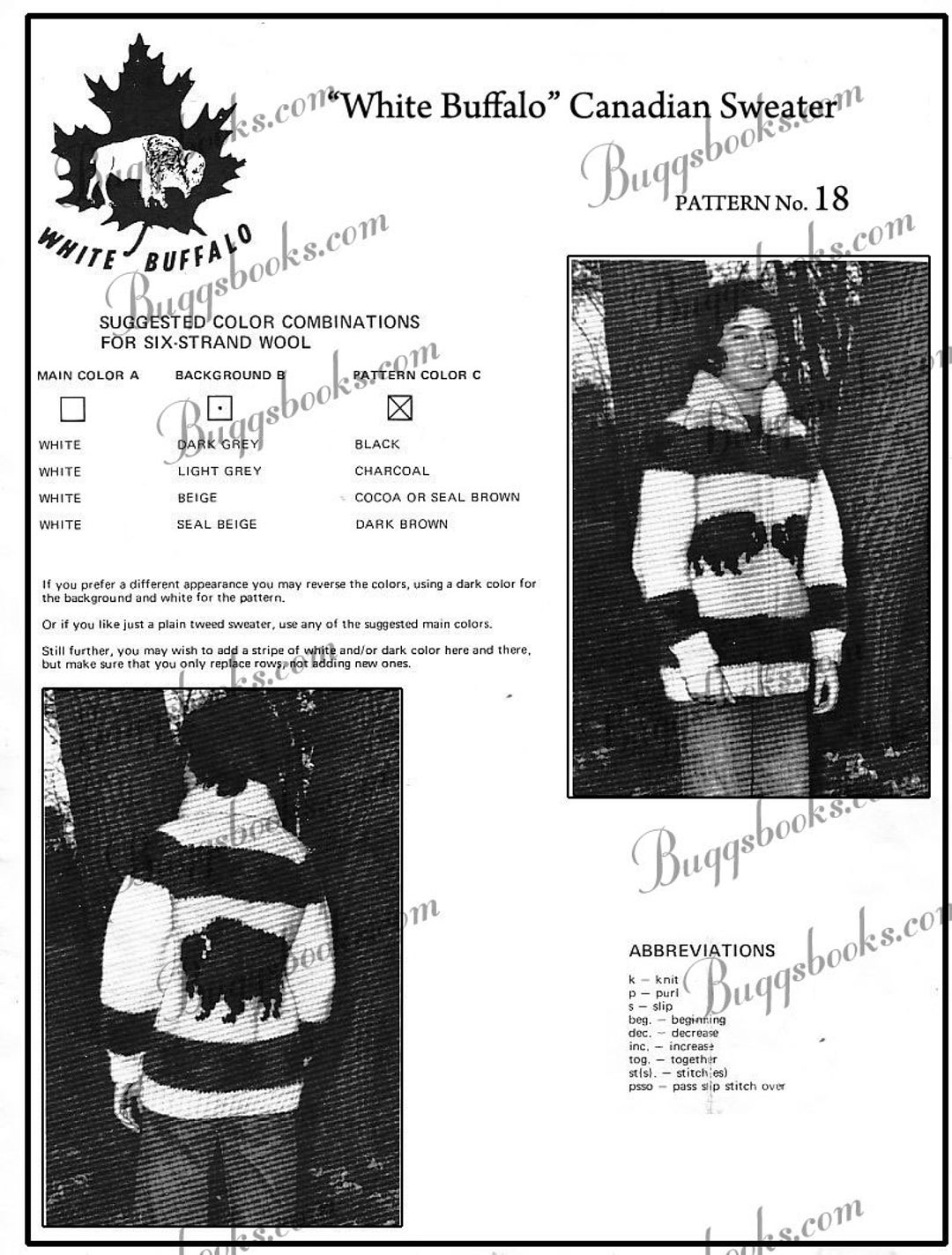 White Buffalo 18 - Buffalo Motif Graph Knitting Pattern - PDF - Etsy