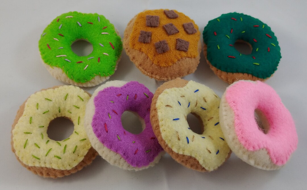 Three Mini Felt Food Donuts - Play Food - Pretend Food for Play ...