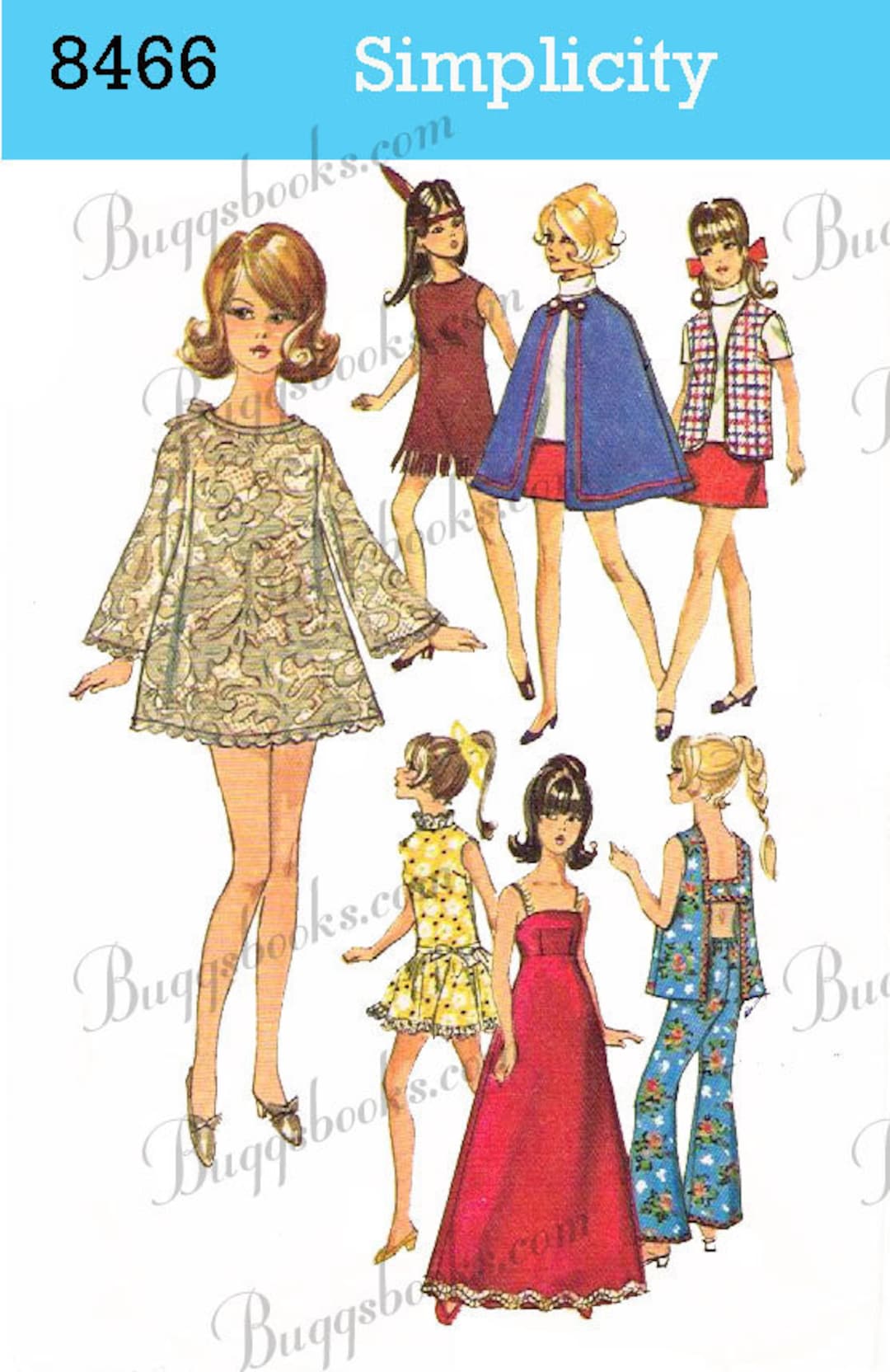 Vintage Simplicity 8466, PDF Doll Sewing Pattern - 11 1/2 Inch Doll ...