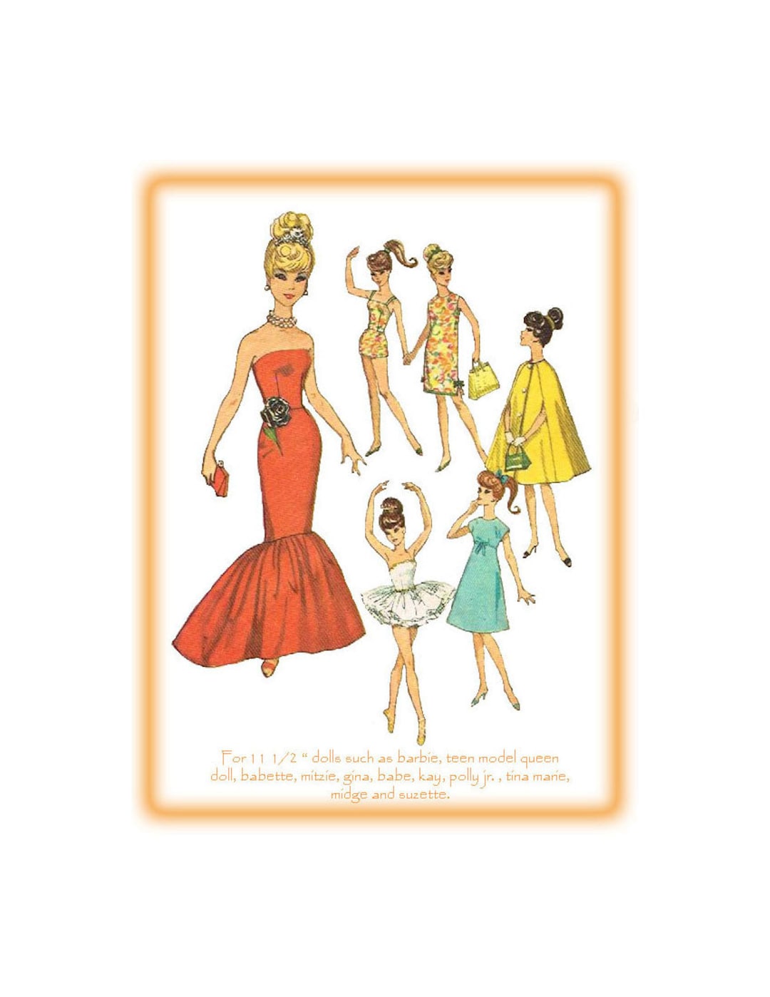 Simplicity 5215 - 11 1/2 Inch Barbie, Etc Doll Sewing Patterns - 1960's ...
