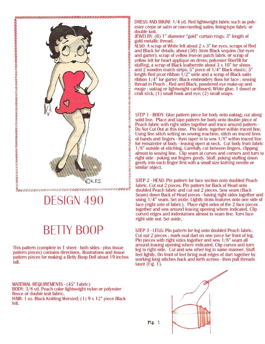 19 Inch Betty Boop Doll Sewing Pattern - PDF - Etsy