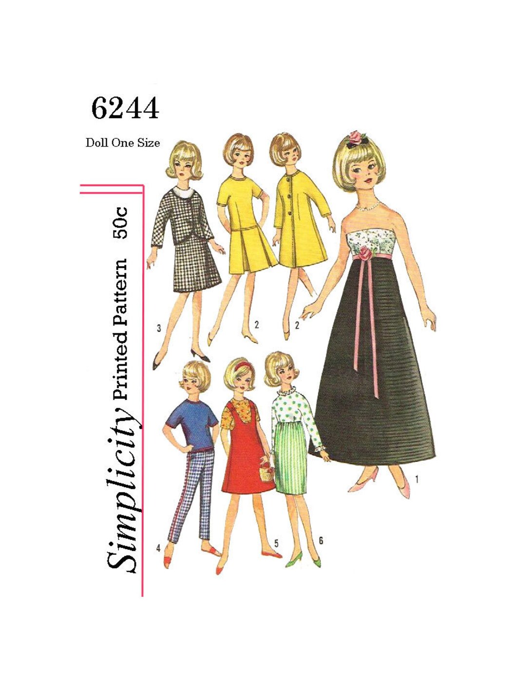 1960's Simplicity 6244 - 12 Inch Doll Tammy, Jan, Terry and Misty Doll ...