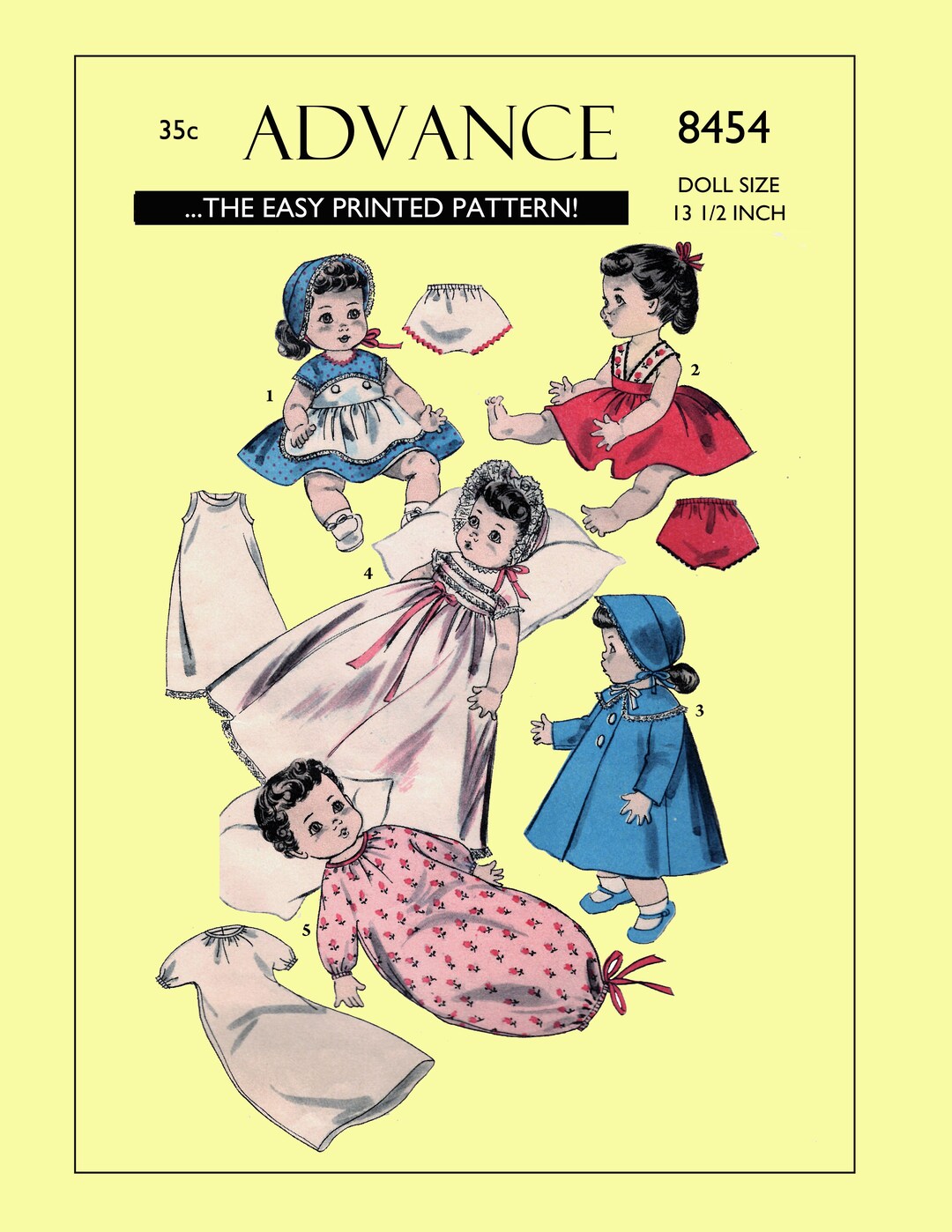 Betsy Wetsy - Suzy Doll Sewing Pattern - Advance 8454 - for 13 1/2 Inch ...