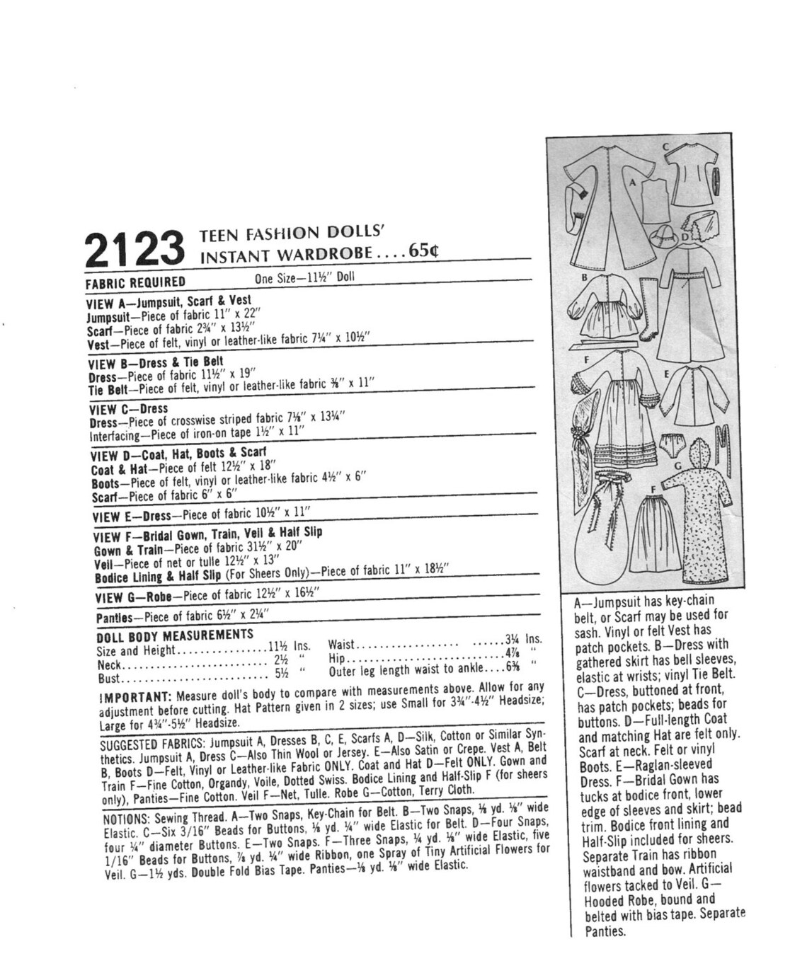 Vintage Barbie and 11 1/2 Inch Doll Clothes Sewing Pattern - Etsy