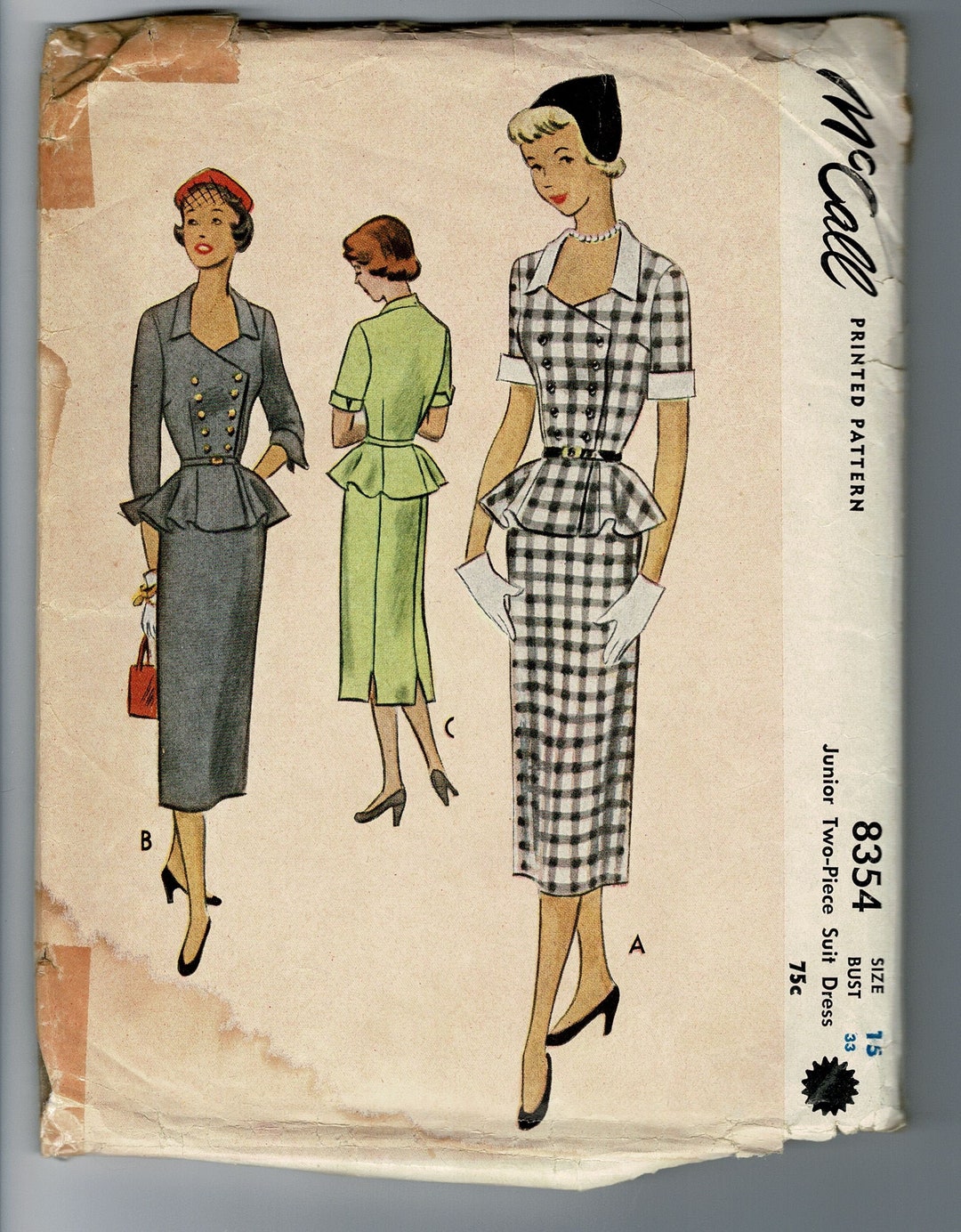 Original Mccall 8354 Size 15, Bust 33 Sewing Pattern - Etsy