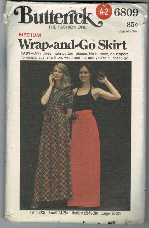 Sewing Vintage 70s Butterick 6809 Wrap and Go Maxi Skirt Sewing Pattern ...
