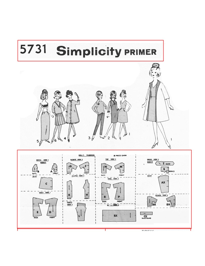 1960's 11 1/2 Inch Doll Sewing Pattern Simplicity 5731 - PDF - Etsy