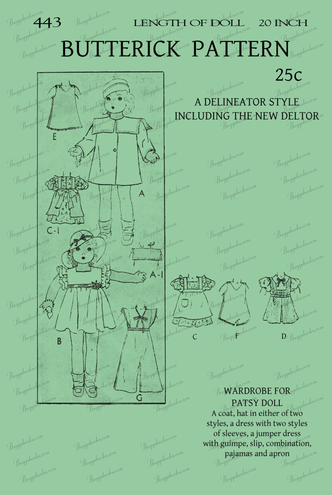 1920's Patsy Doll Sewing Pattern 20 Inches Any Doll 20 - Etsy