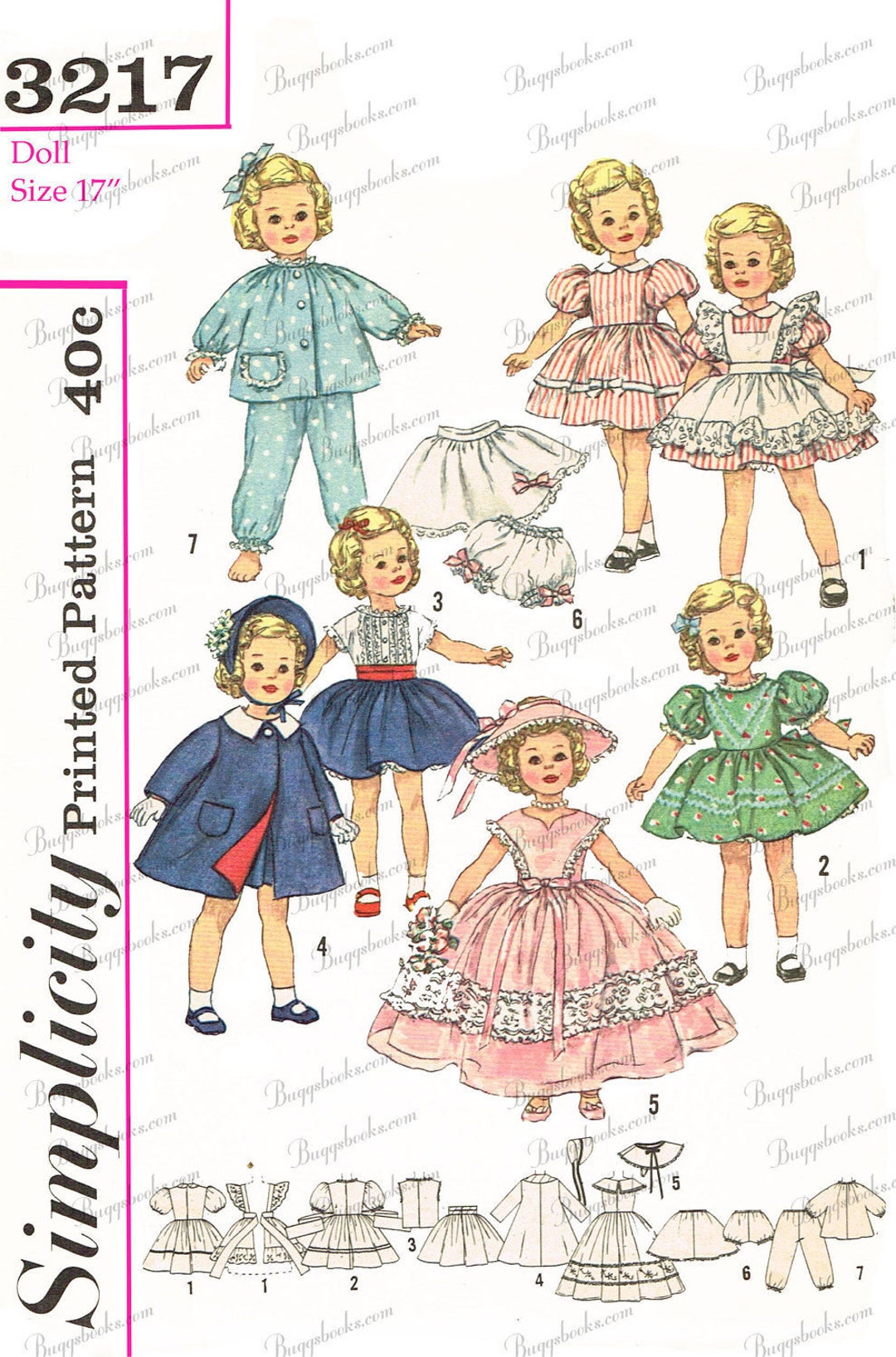 Simplicity 3217 - for 17 Inch Dolls Such as Shirley Temple and Waist 7 ...