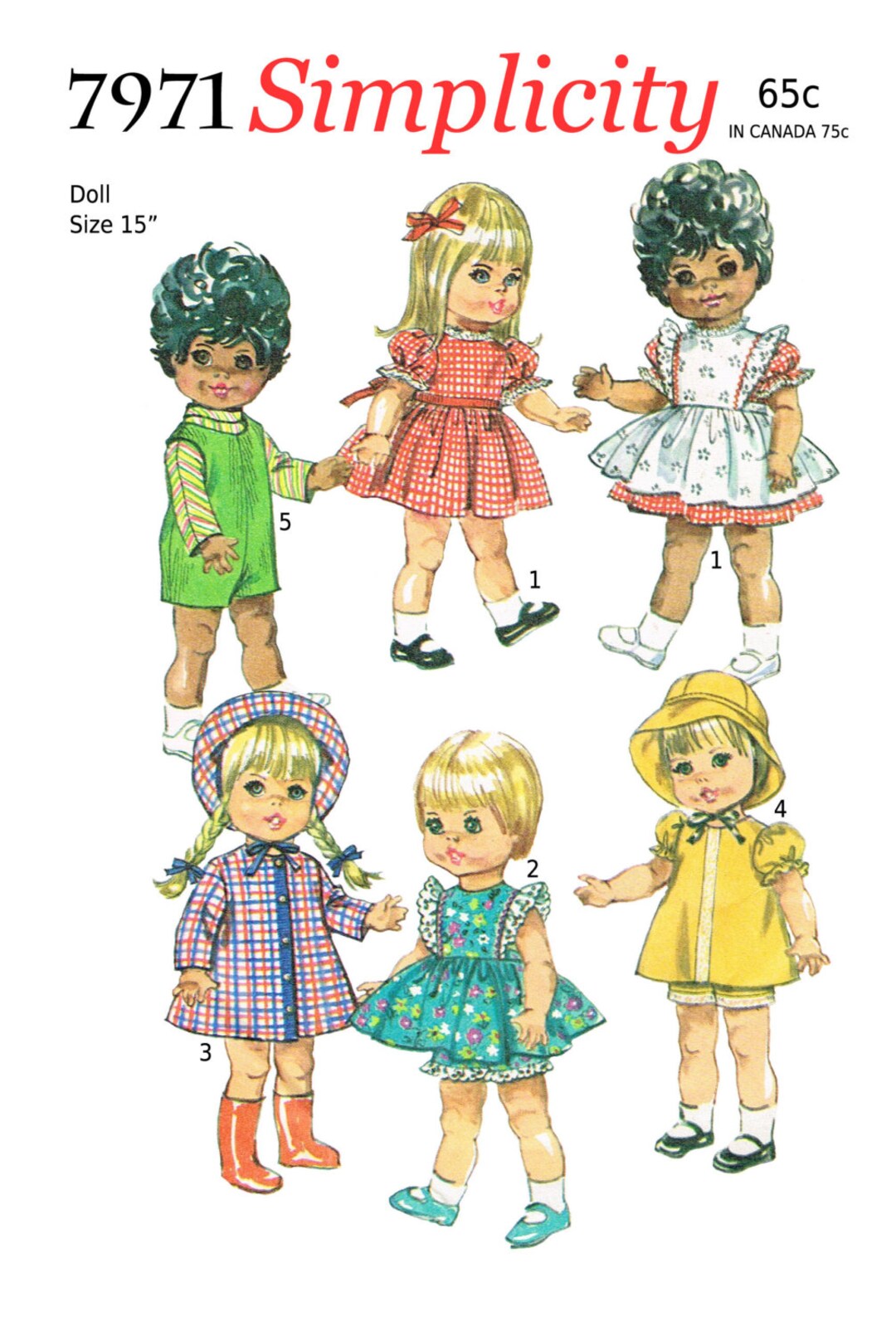 1960's Simplicity 7971 - 15 Inch Doll Clothes Sewing Pattern - Star ...