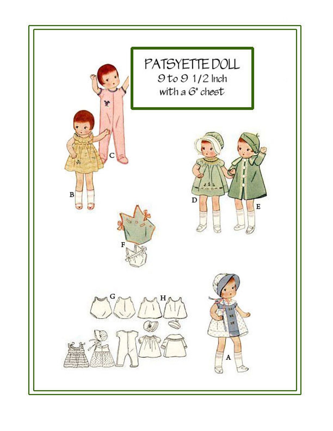 Patsy Doll Sewing Pattern - Redone , so Nice and Clear! - for 9 to 9 1/ ...