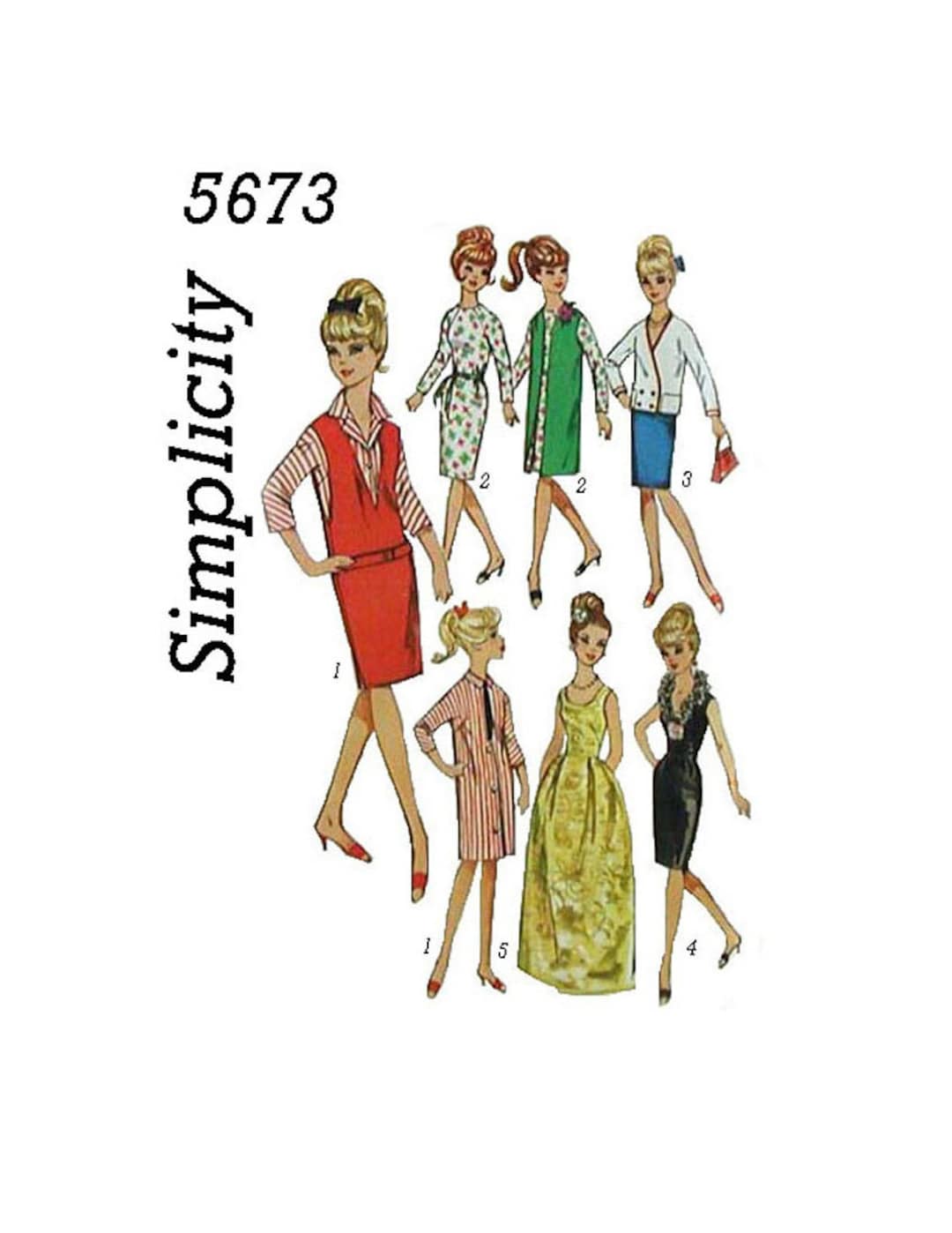 Vintage Simplicity 5673 - for 11 1/2 Inch Dolls Such as Barbie Doll ...