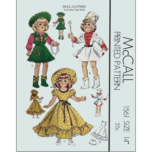Sewing Pattern 14 Inch Doll's Clothing Wardrobe Toni - Etsy