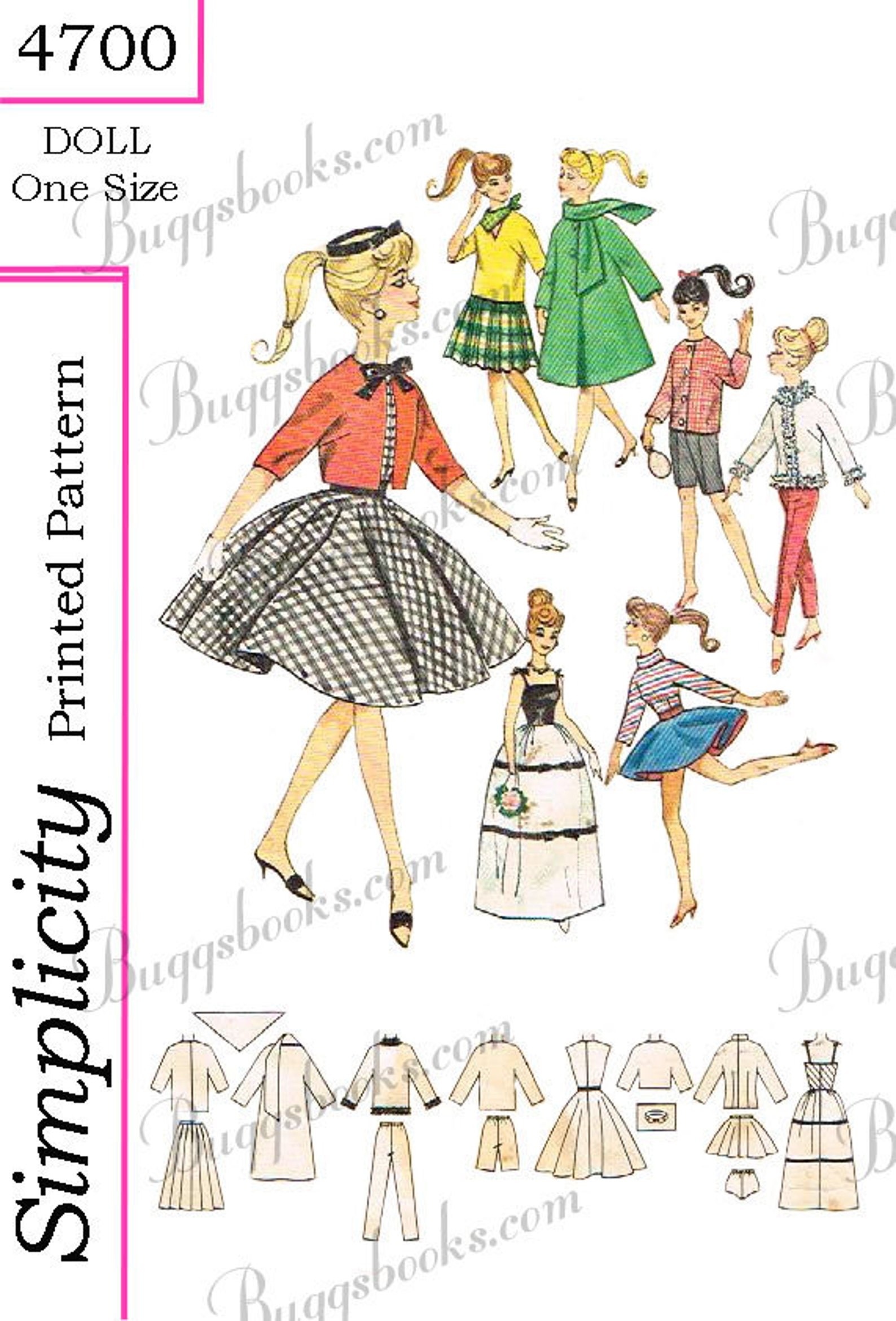 Simplicity 4700 PDF Barbie Doll Clothes Sewing Pattern - for 11 1/2 ...