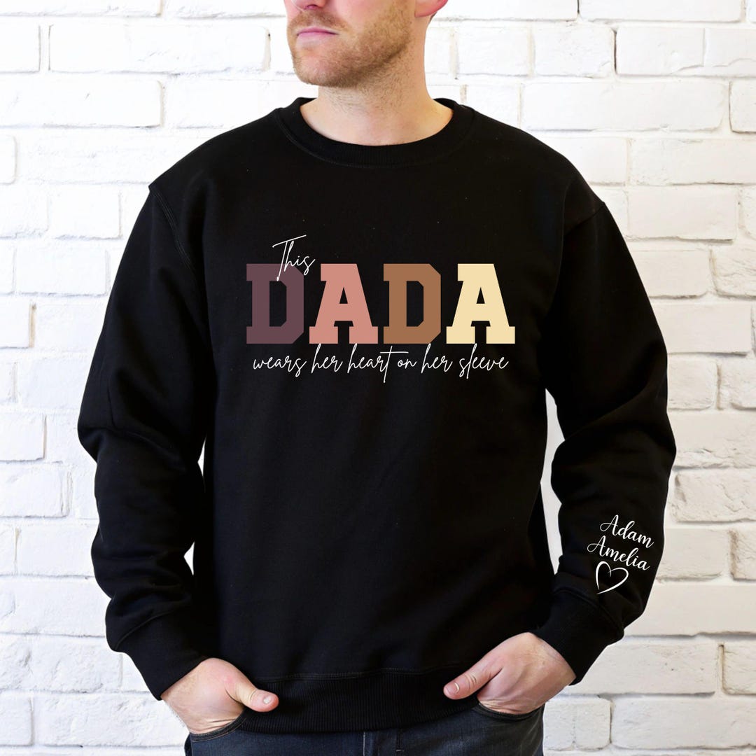 Custom Dada Sweatshirt: 'heart on Sleeve' Design, Personalized Kids ...