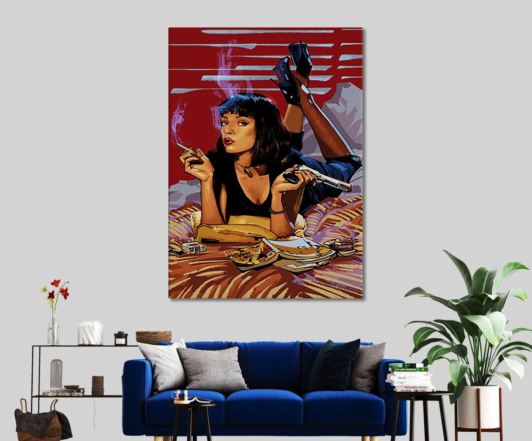 Mia Wallace Smoking Poster, Pulp Fiction Wall Art,mia Wallace Art,pulp ...