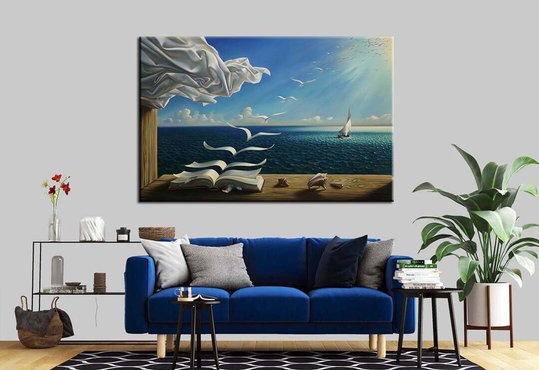 Salvador Dali Book to Birds, Reproduction Canvas Home Decor, Dali ...