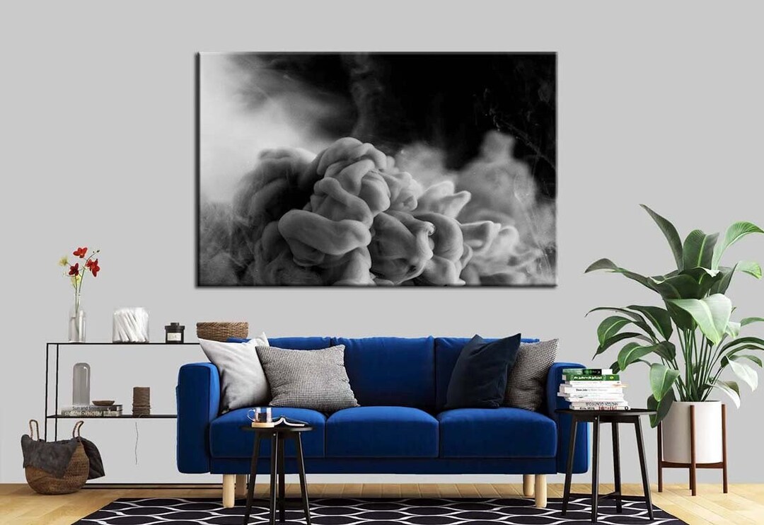 Smoke Printed, Black Canvas Poster, Modern Glass Art, Black Glass ...