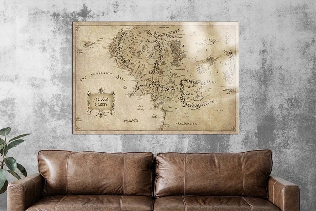Middle Earth Map Canvas Print: Lord of the Rings Wall Art - Etsy