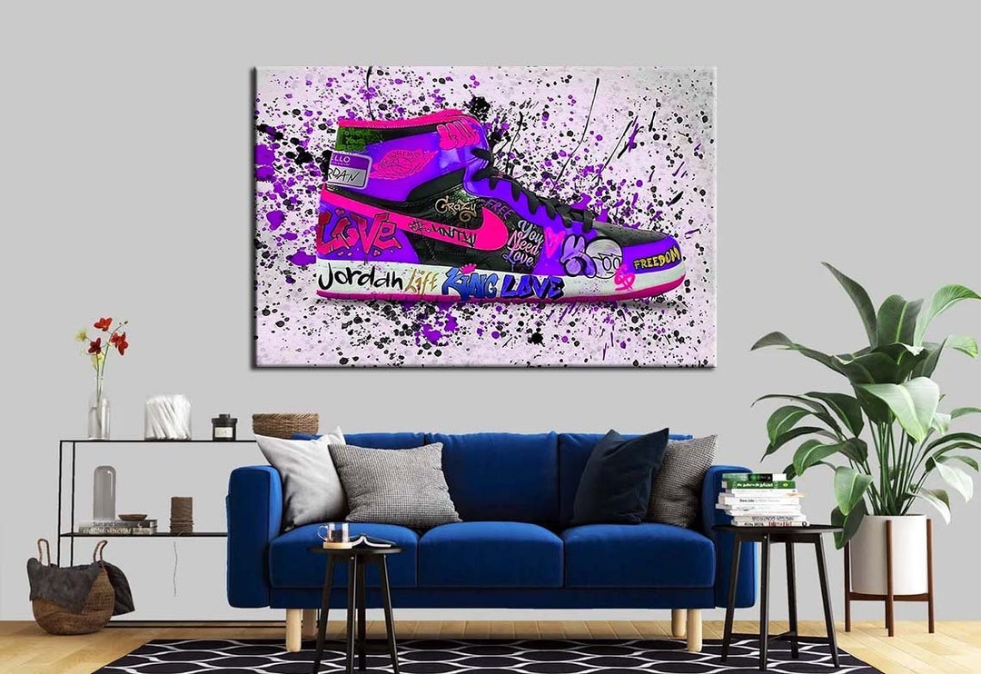 Jordan Graffiti Canvas Wall Art, Air Jordan Canvas Wall Art, Jordan 1 ...