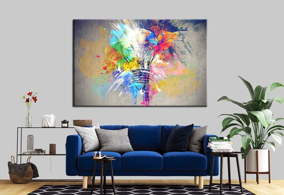 Colorful Light Bulb Canvas Wall Art, Colorful Light Bulb Canvas Art ...