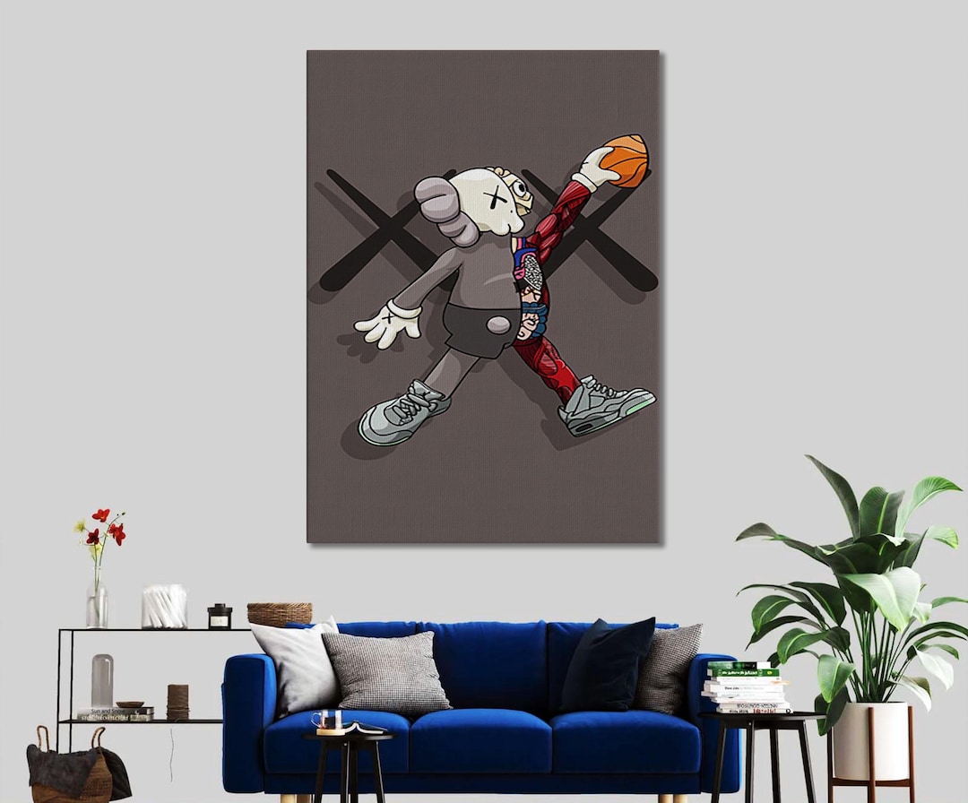 Kaws Playing Basketball Poster, Kaws Figure Canvas, Hypebeast Poster ...