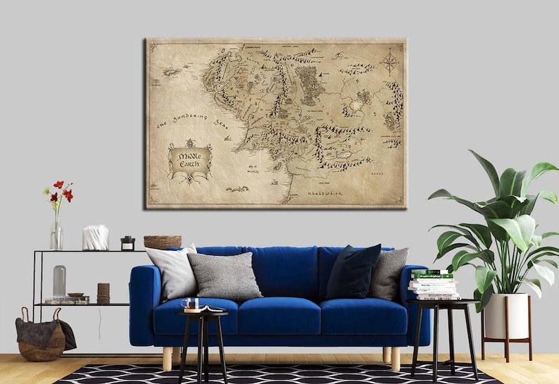 Middle Earth Map Canvas Print: Lord of the Rings Wall Art - Etsy