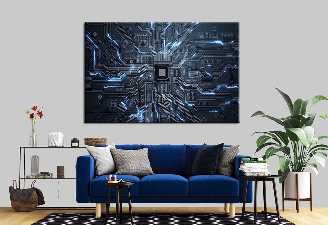 Circuit Layout, Electronics Wall Art, Chip Huge Panoramic Canvas Print ...