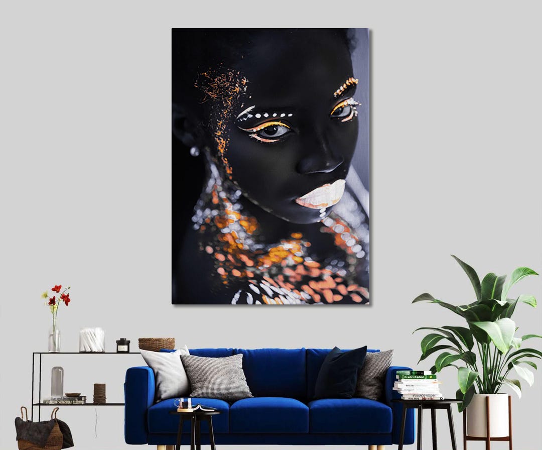 Portrait of African Woman, Colorful Abstract Art, Make-up Face Art ...