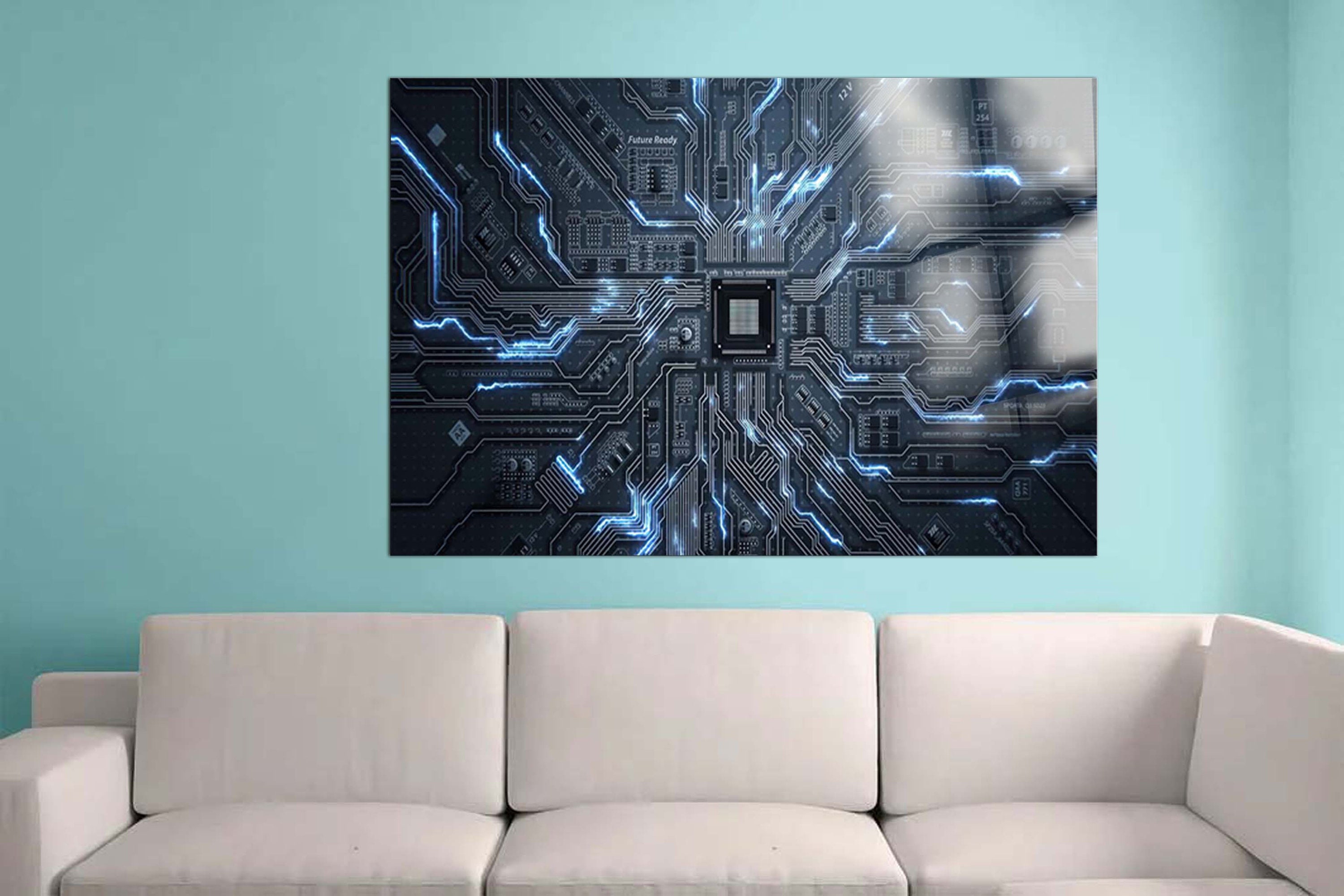 Circuit Layout, Electronics Wall Art, Chip Huge Panoramic Canvas Print ...