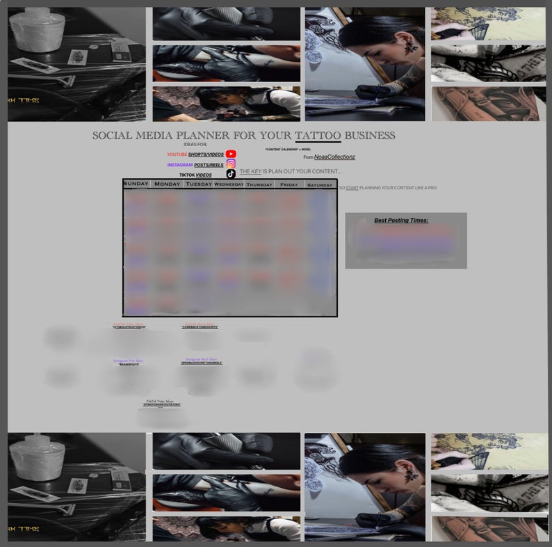 BBS 2024 Monthly TATTOO Business Social Media Planner Content Calendar ...