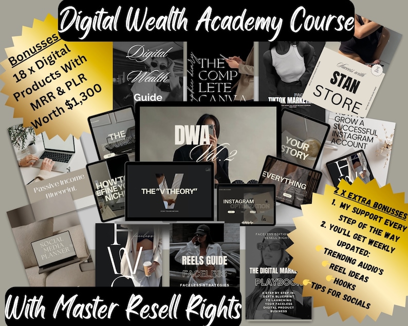 DWA Digital Wealth Academy Digital Marketing Course MRR Resell 15 X Digital Marketing Guides PLR ...