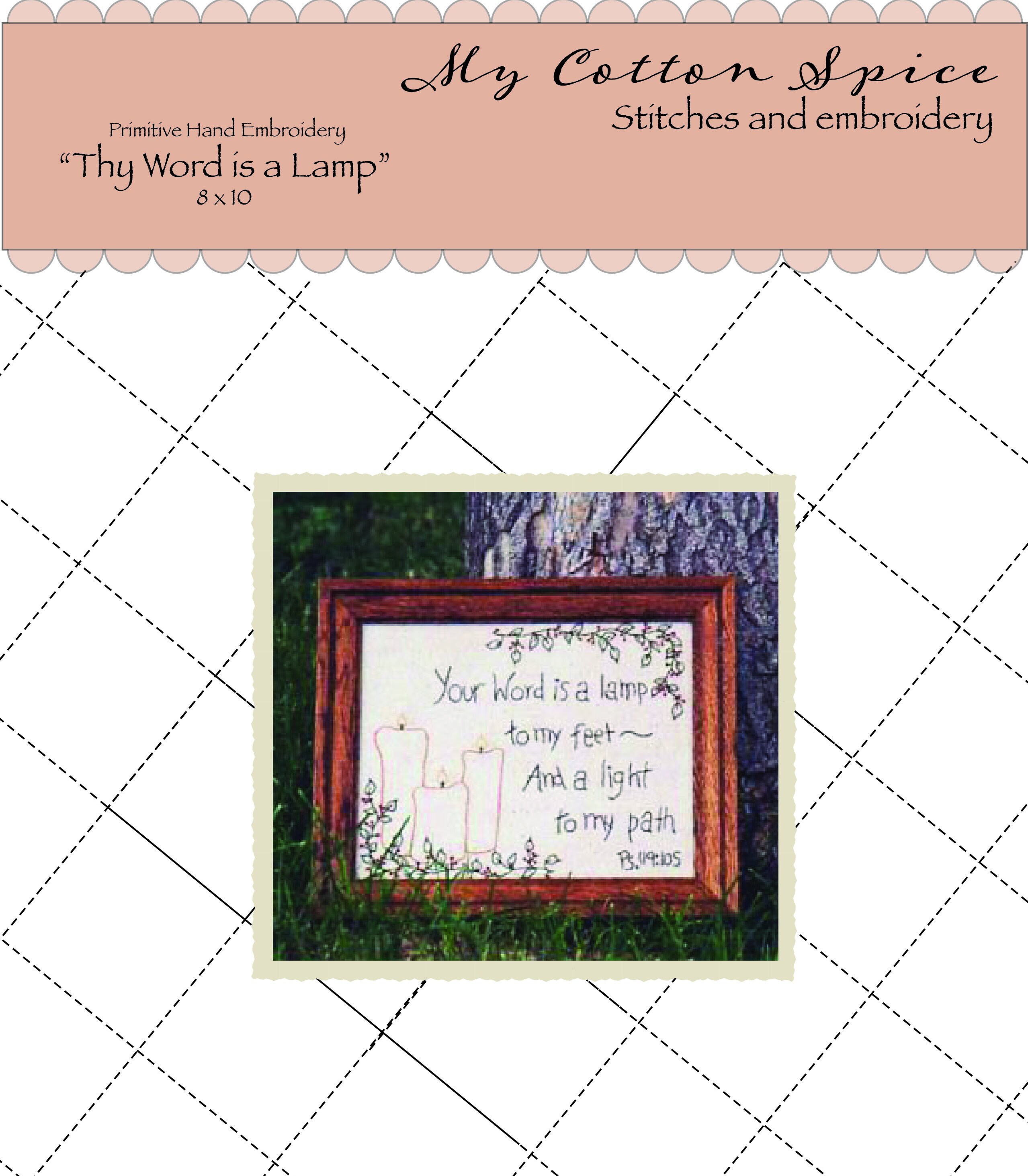 Primitive Stitchery Pattern Thy Word is a Lamp Instant Download 1546 - Etsy