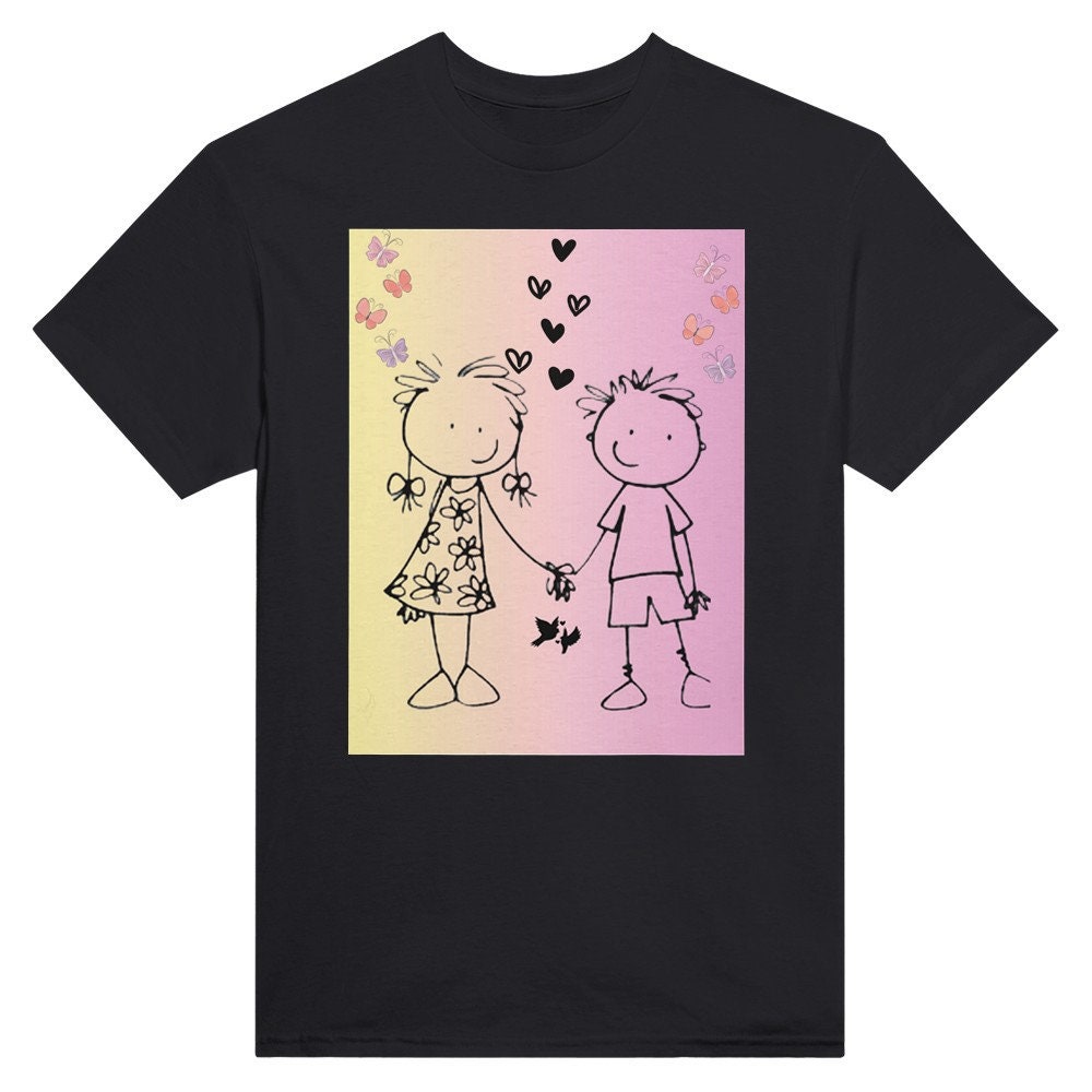 Stick Figures Love Birds Shirt, Cute Stickman Couple in Love Tshirt ...
