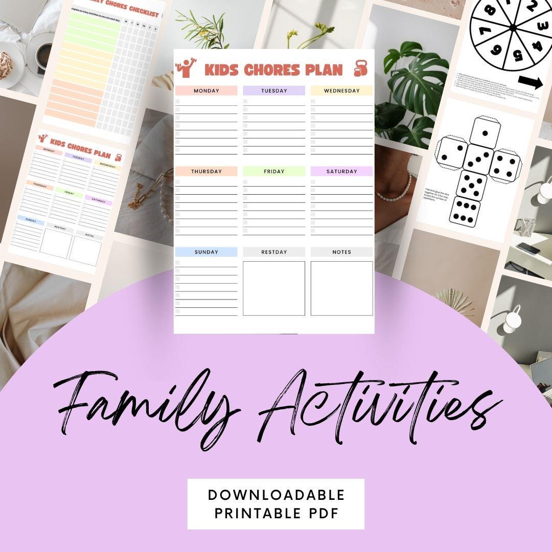FAMILY ACTIVITIES Planner | Family Activities Chores Checklist | Family ...