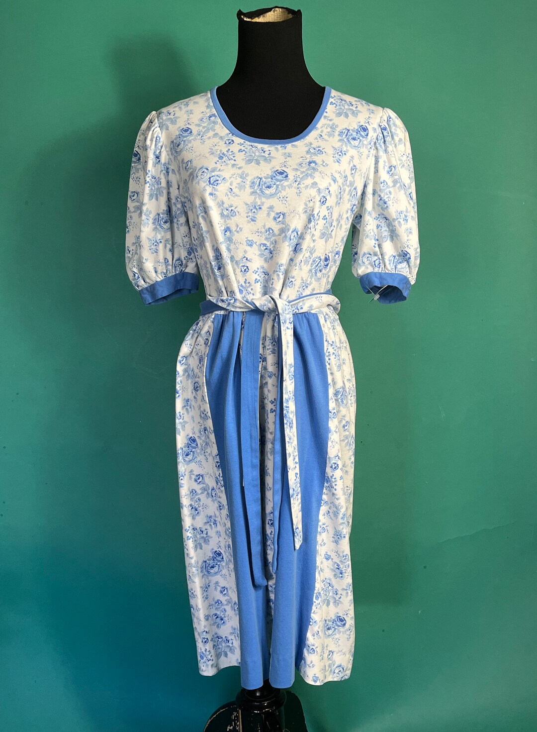 Vintage 1990s 90s Blue Rose Princess Sleeve Pleated Heidi Dress Size ...