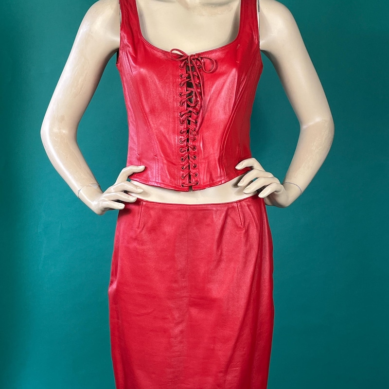 Leather Two Piece Skirt Set - Etsy