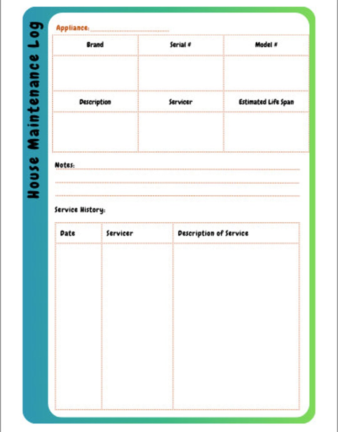 Household Maintenance, Printable Household Maintenance Worksheets ...