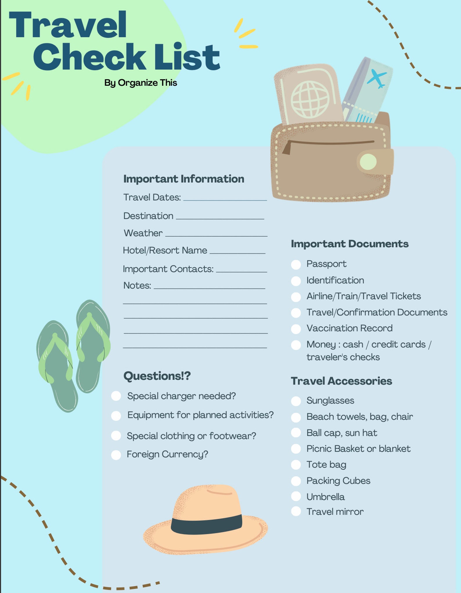 Travel Packing Checklist, Printable Travel Checklist, Editable Travel ...