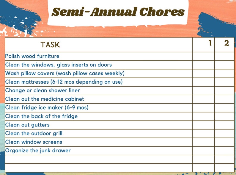 Household Chore Chart, Printable Chore Chart, Editable Chore Chart ...