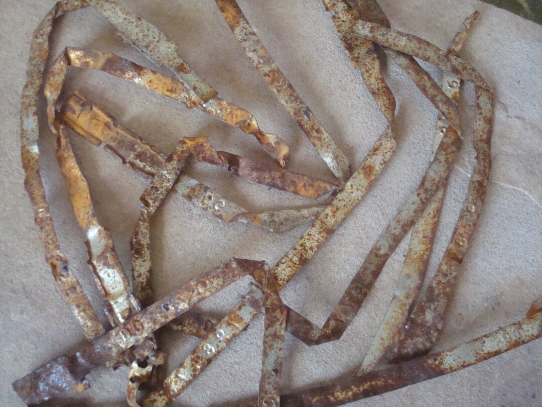 Rusty Metal Flat Straight Straps Strips Pieces With Embossed Numbers ...