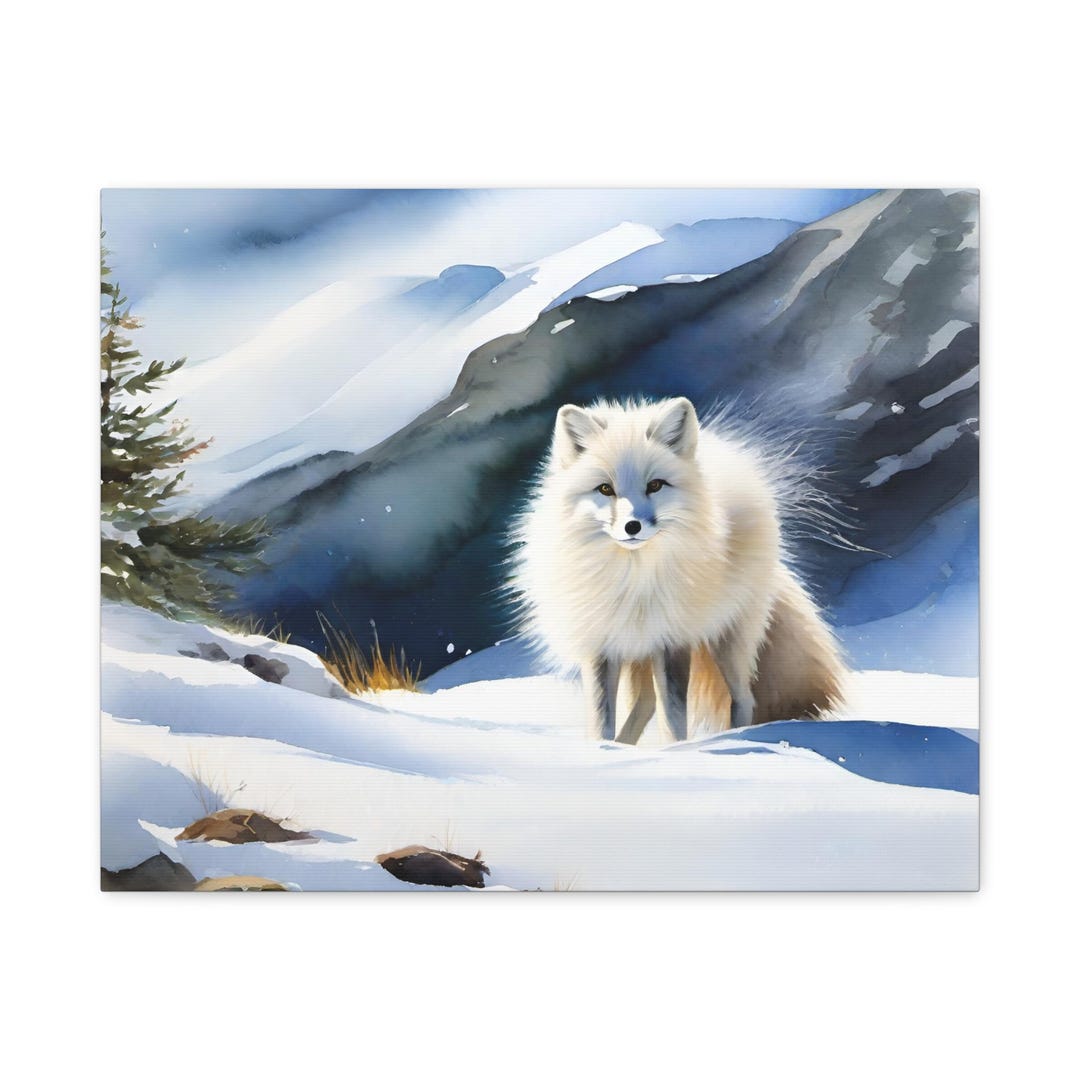 Arctic Fox Canvas Art Print, Cozy Home Decor, Nature Wall Art, Winter ...